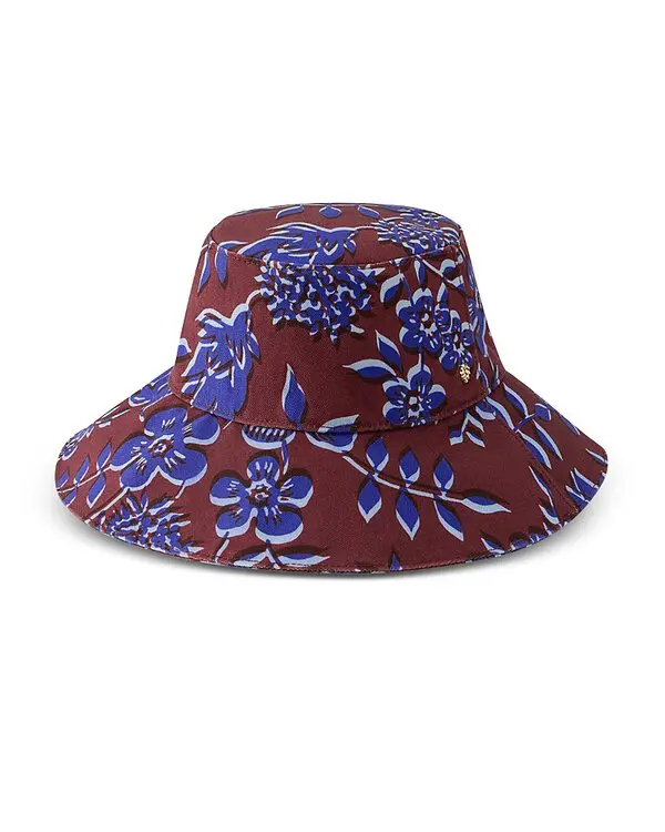 Helen Kaminski Tessa Floral Print Canvas Bucket Hat - Garnet