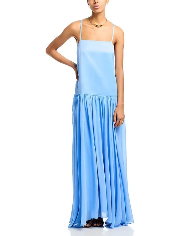French Connection Marina Silky Maxi Dress - Blue Hydrangea