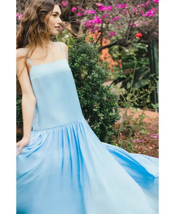 French Connection Marina Silky Maxi Dress - Blue Hydrangea