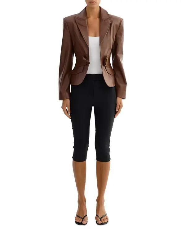 LAMARQUE Belted Leather Blazer - Mid-brown