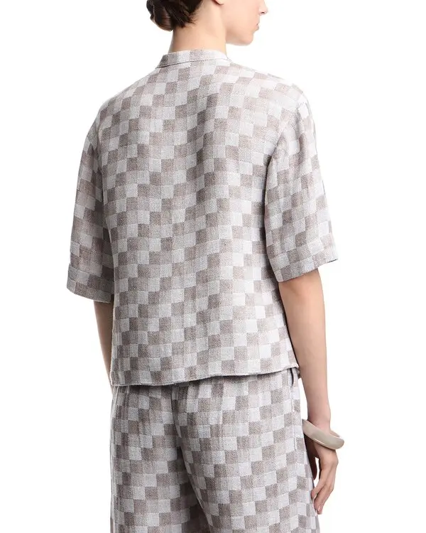 Emporio Armani Gauze Checkered Shirt - Beige/natural Check