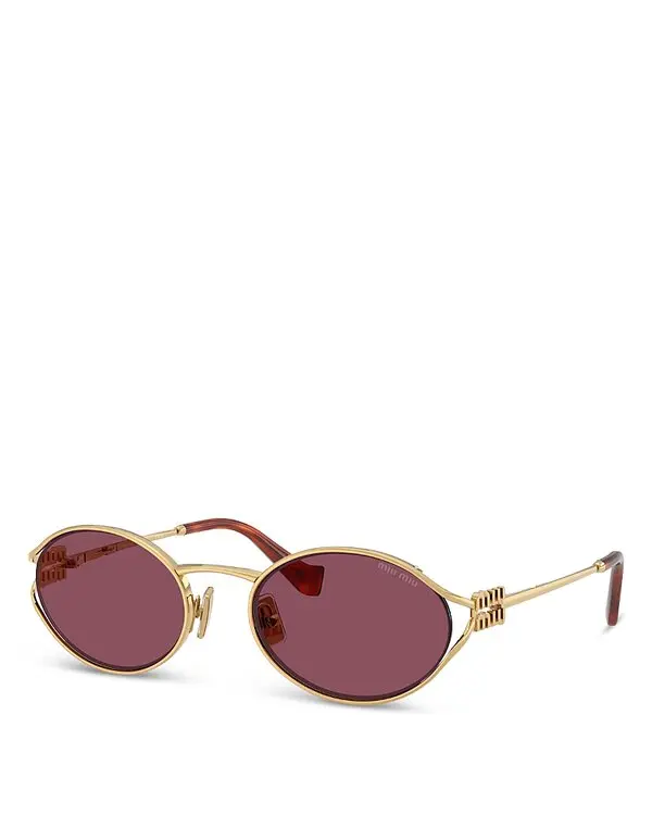 Miu Miu Oval Sunglasses, 54mm - Gold
