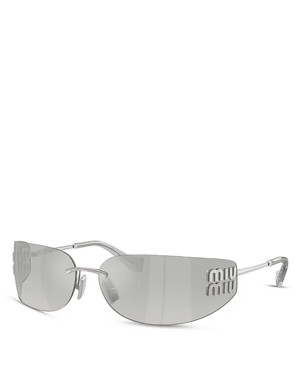 Miu Miu Rectangular Sunglasses, 75mm - Silver