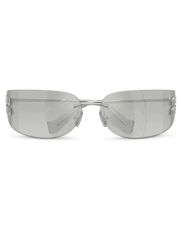 Miu Miu Rectangular Sunglasses, 75mm - Silver