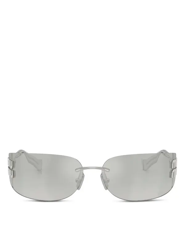 Miu Miu Rectangular Sunglasses, 75mm - Silver
