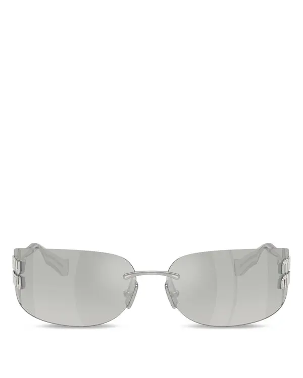 Miu Miu Rectangular Sunglasses, 75mm - Silver