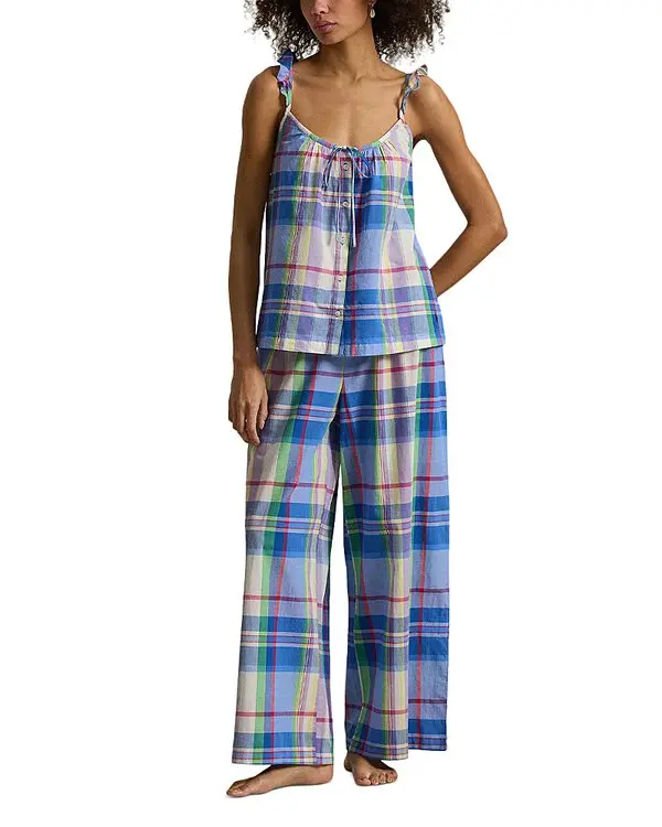 Polo Ralph Lauren Ruffled Cami Pant Pajama Set - Madra Plaid