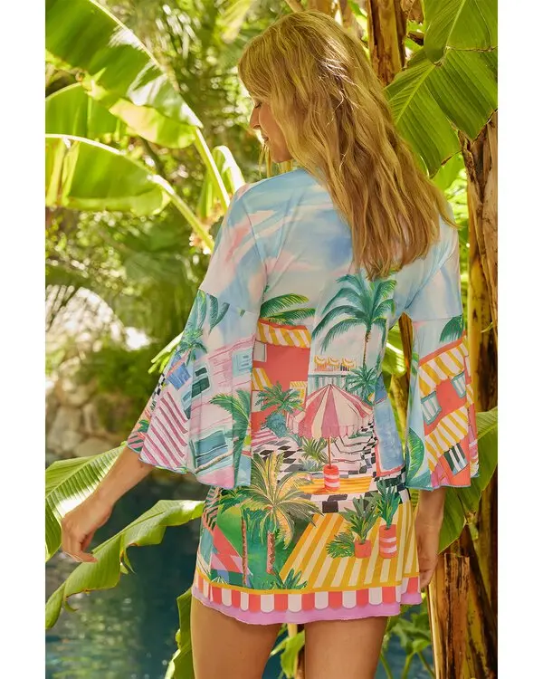 BECCA By Rebecca Virtue Miami Beach Tie Front Mesh Tunic