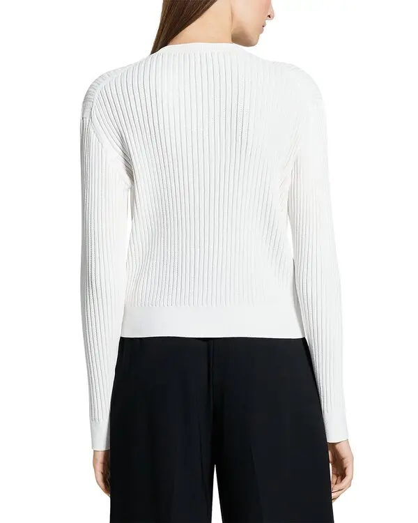 Theory Pointelle Bomber Sweater - White