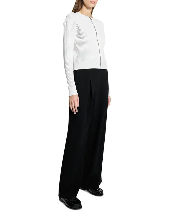Theory Pointelle Bomber Sweater - White