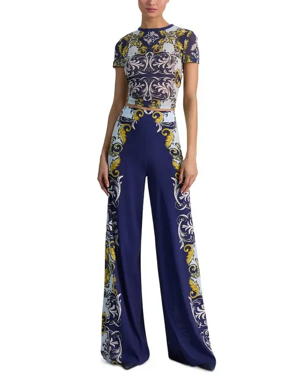 Alice + Olivia Athena Wide Leg Pants - Antique Scroll