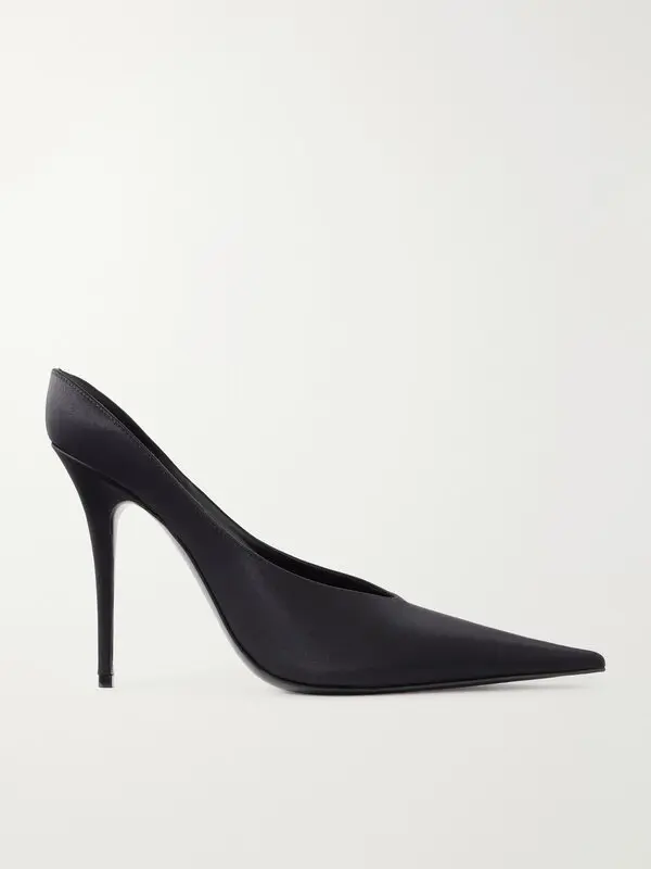 Amina Muaddi Anok Satin Pumps - Black