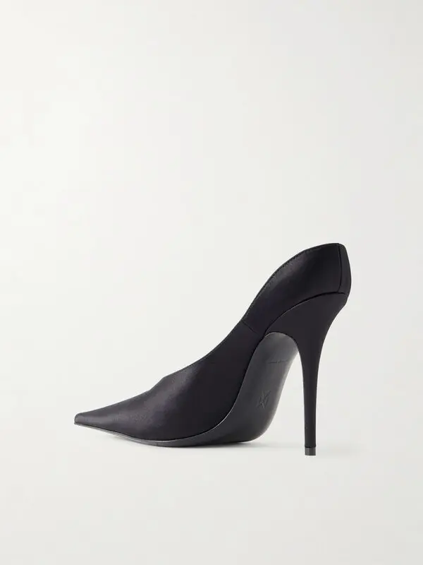 Amina Muaddi Anok Satin Pumps - Black