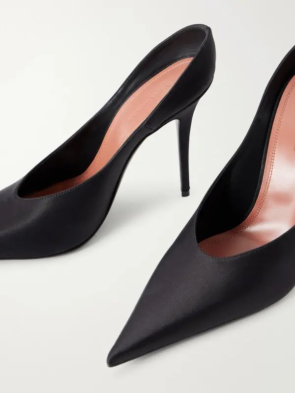 Amina Muaddi Anok Satin Pumps - Black