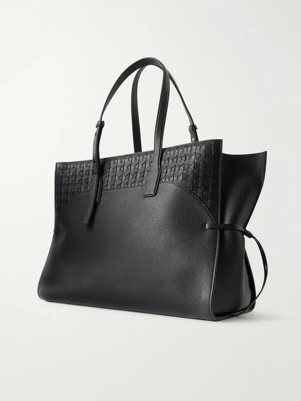 SERAPIAN Maro Large Textured Leather Tote - Black