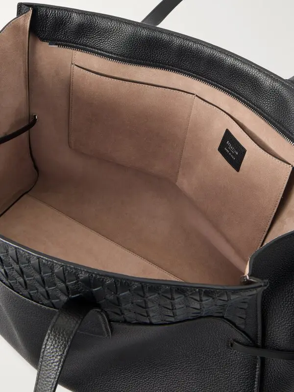 SERAPIAN Maro Large Textured Leather Tote - Black