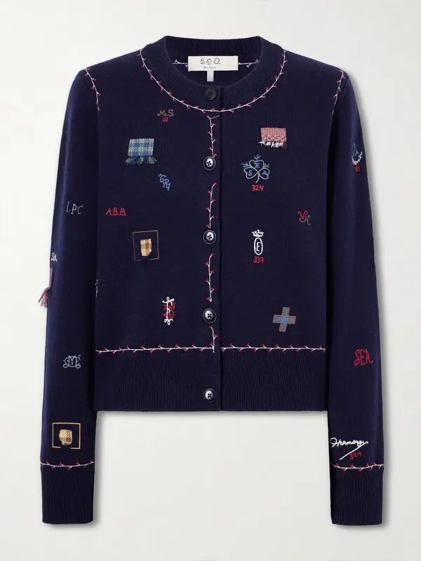 Sea Claira Embroidered Wool Cardigan