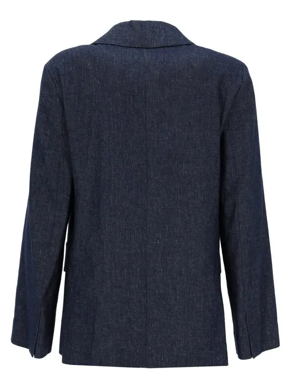 Max Mara Double-breasted Cotton Blazer - Blue