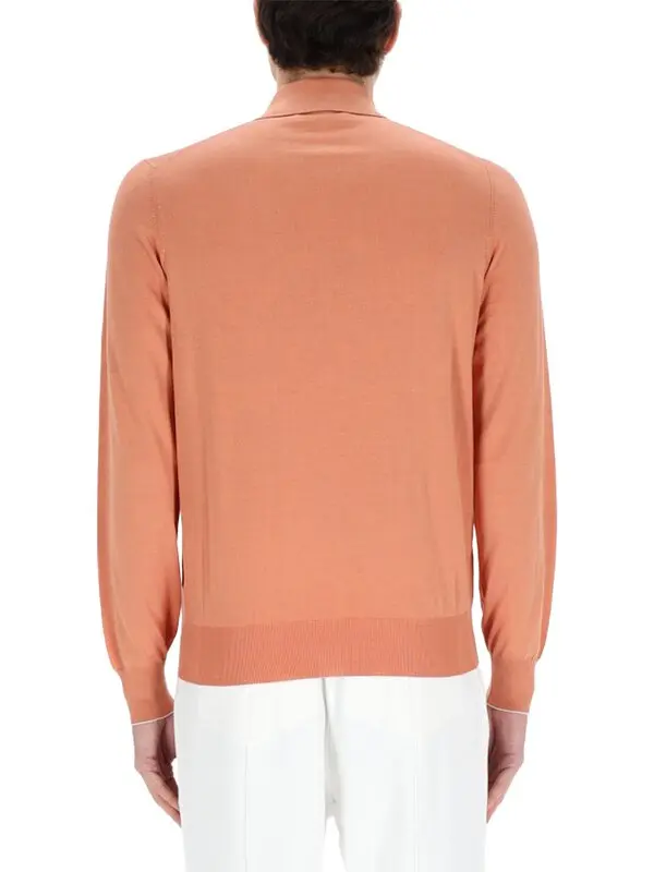 Brunello Cucinelli Cotton Knit Polo Shirt - Orange