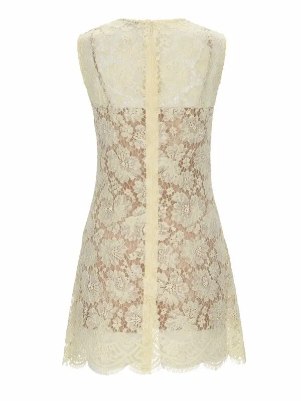 SELF-PORTRAIT Lace Mini Dress - Yellow
