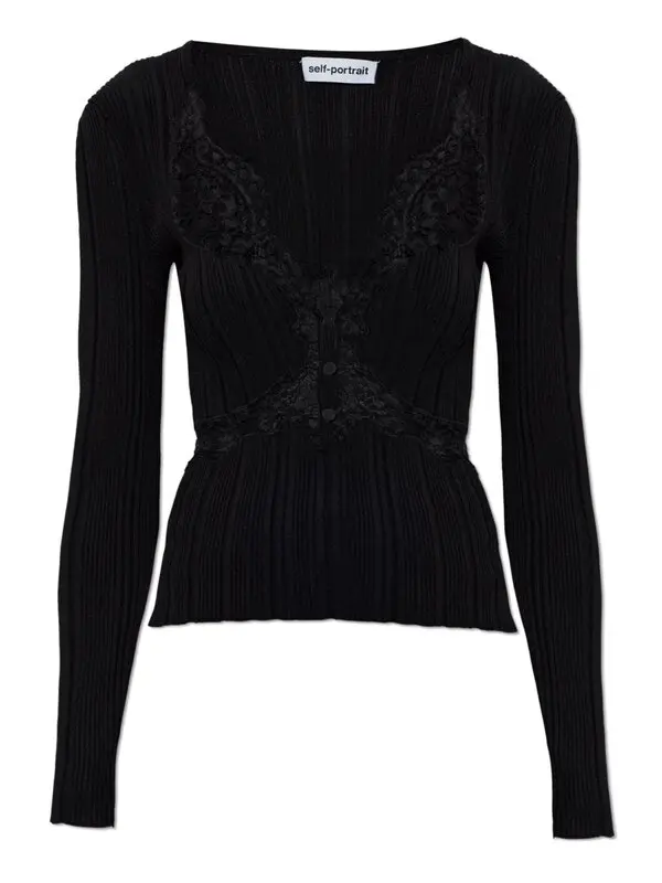 SELF-PORTRAIT Lace Top - Black