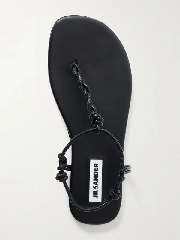 JIL SANDER Braided Leather Sandals - Black