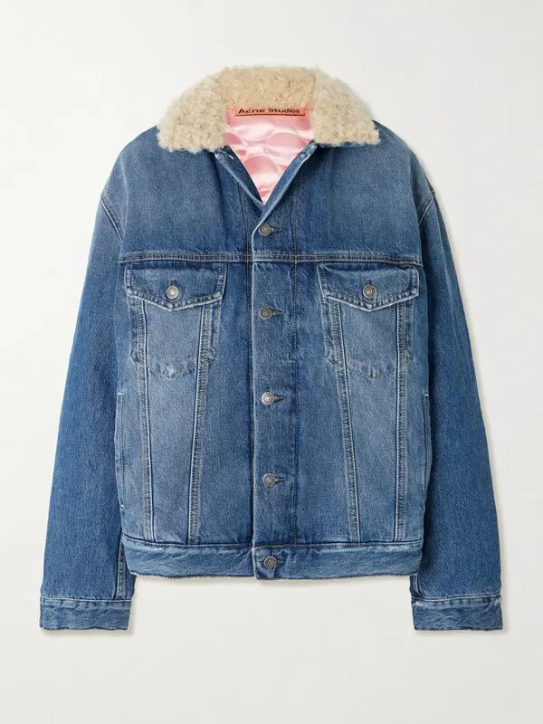 Acne Studios Fleece-trimmed Padded Denim Jacket