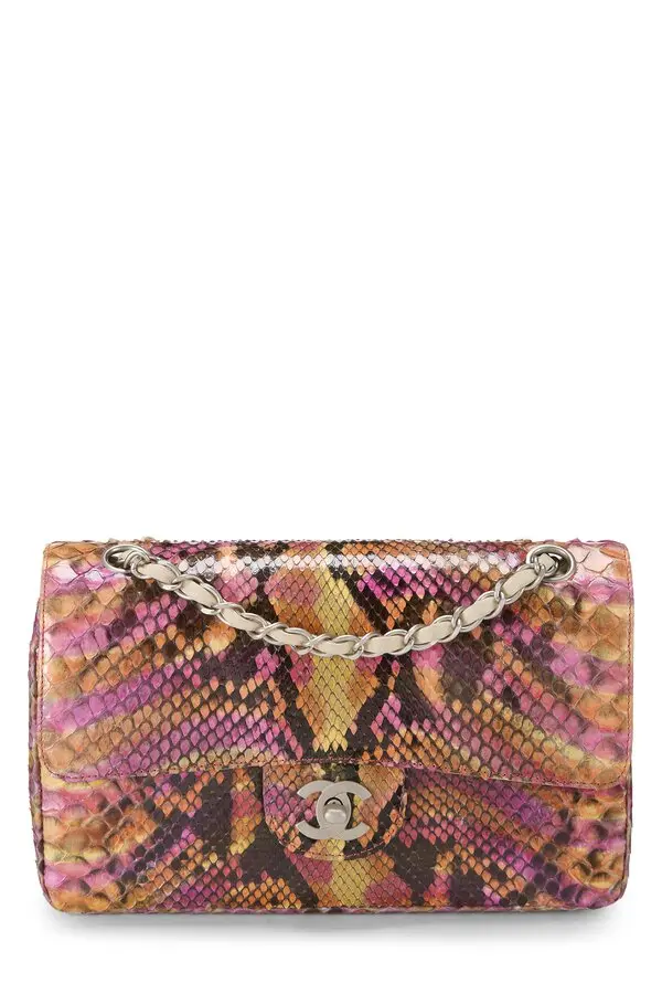 Chanel Multicolor Python Classic Double Flap Small - Multi