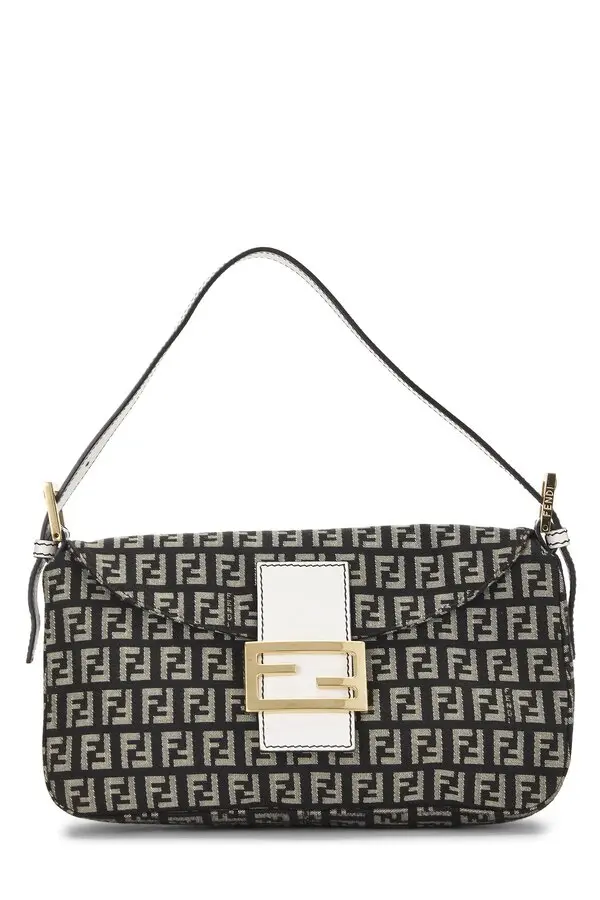 Fendi Zucchino Canvas Shoulder Bag - White