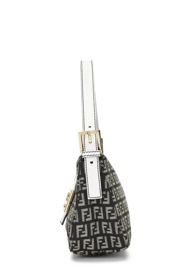 Fendi Zucchino Canvas Shoulder Bag - White