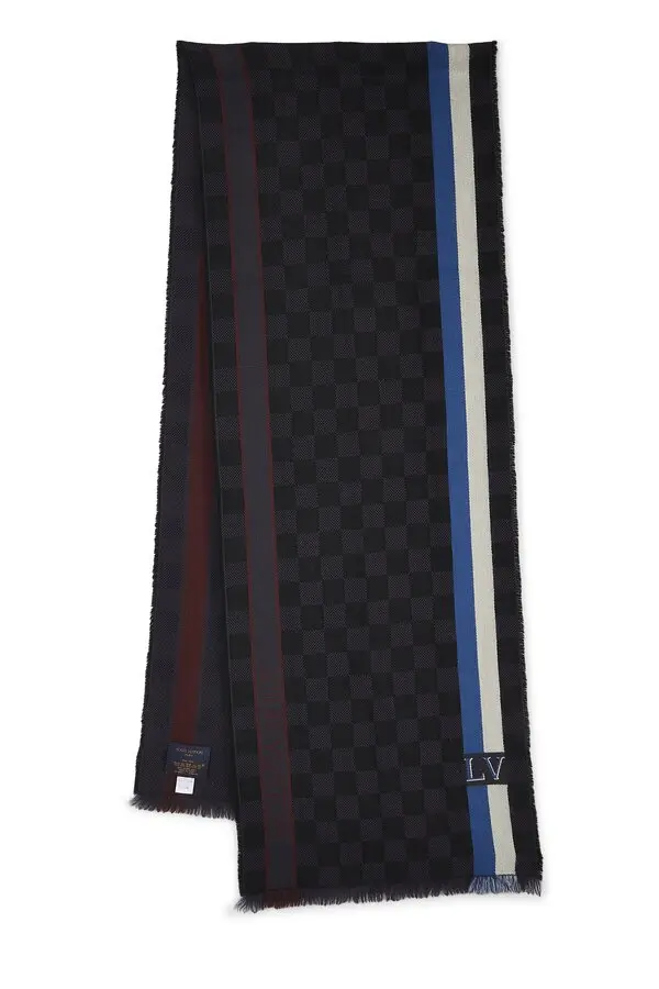 LOUIS VUITTON Damier Graphite Echarpe Messager Wool Scarf - Navy