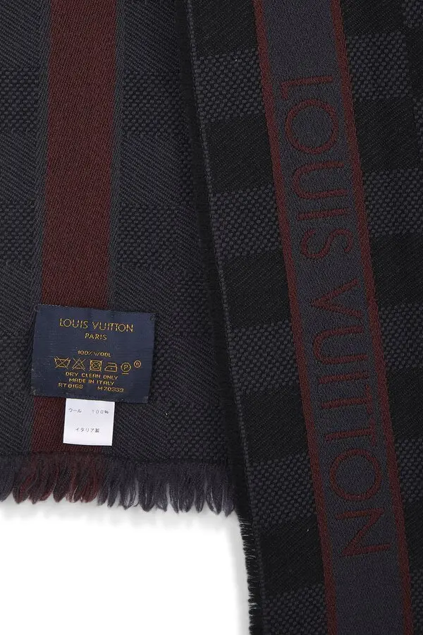LOUIS VUITTON Damier Graphite Echarpe Messager Wool Scarf - Navy