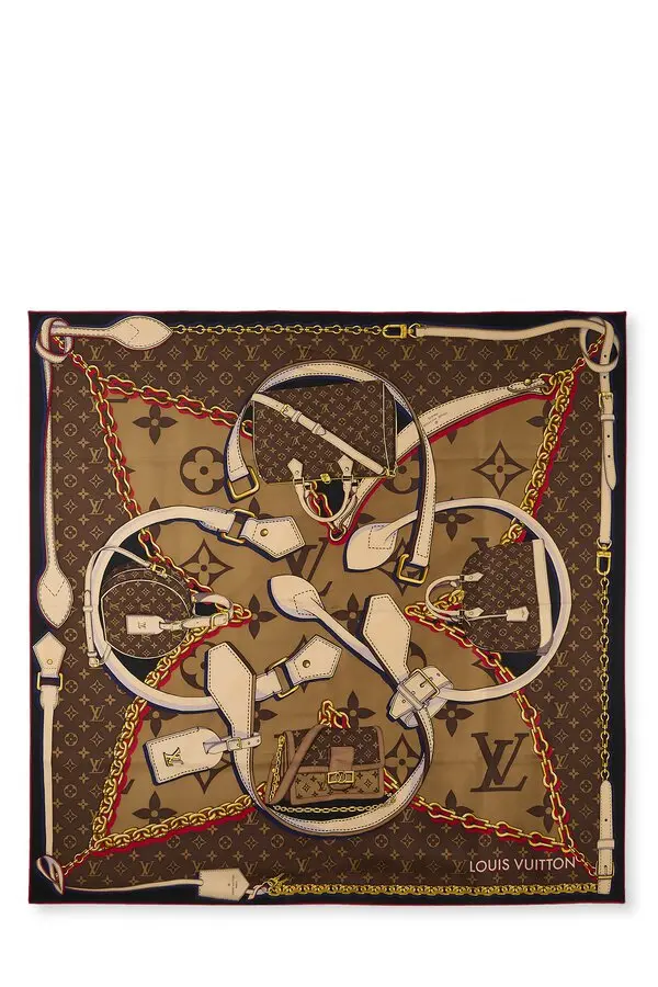 LOUIS VUITTON Monogram 'tribute To Square' Silk Scarf - Brown