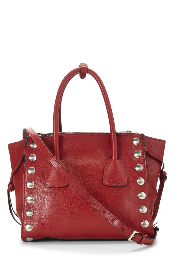 Prada Calfskin Studded Twin Pocket Tote