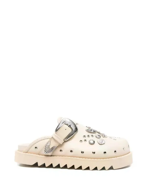 TOGA VIRILIS Buckle-embellished Leather Slippers