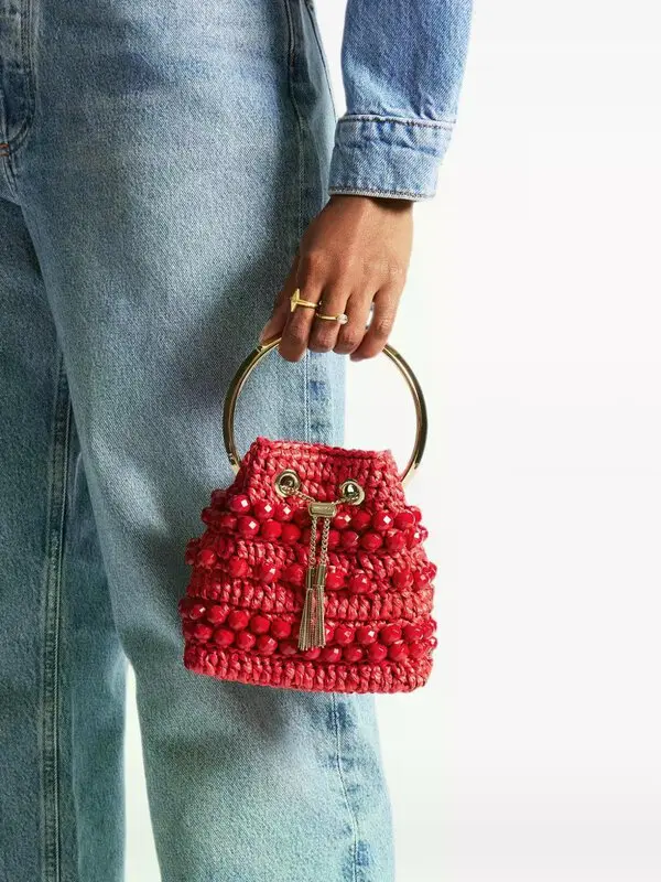 JIMMY CHOO Bon Bon Beaded Bucket Bag