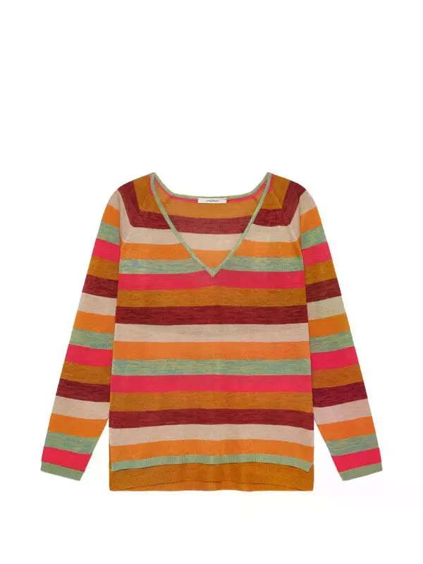 Malìparmi Striped V-neck Sweater - Red