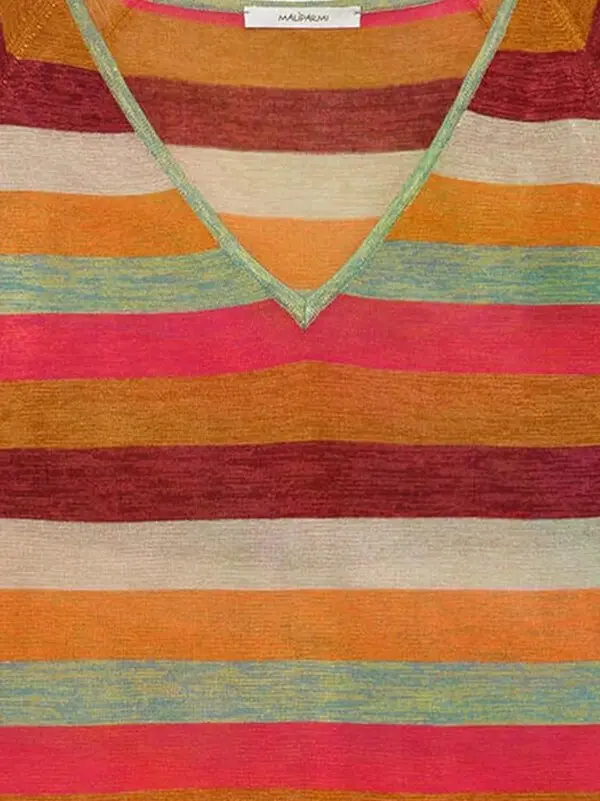 Malìparmi Striped V-neck Sweater - Red
