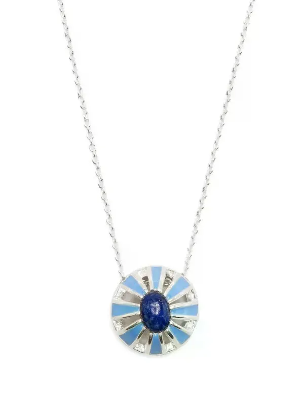 AKANSHA SETHI Lapis Lazuli Enamel Button Necklace - Silver