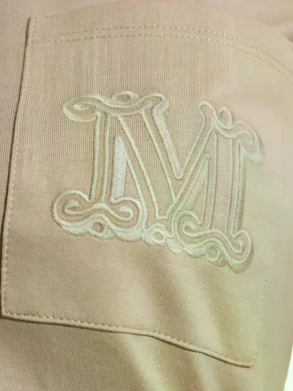 Max Mara Logo Embroidered Pocket T-shirt - Neutrals