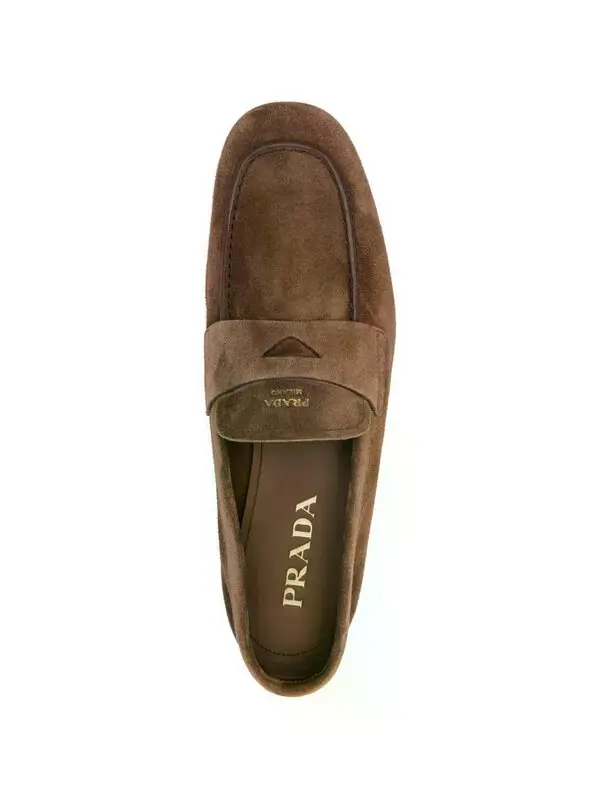 Prada Penny-strap Leather Loafers - Brown