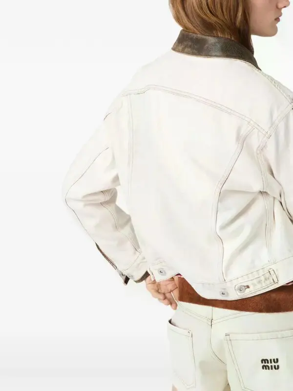 Miu Miu Logo-embroidered Denim Shorts - White