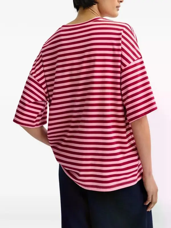 Essentiel Antwerp Striped Rhinestone-embellished T-shirt - Red