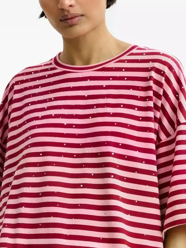 Essentiel Antwerp Striped Rhinestone-embellished T-shirt - Red