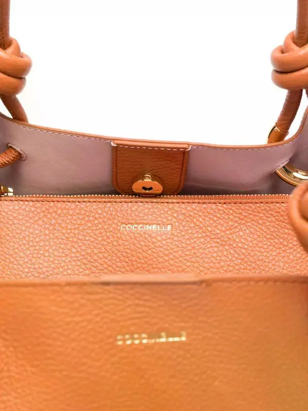 COCCINELLE Finn Knot Leather Tote Bag - Brown