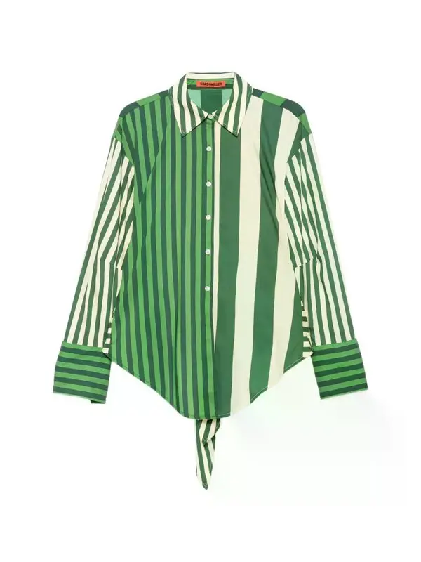 SIMONMILLER Loch Striped Button-up Shirt - Green