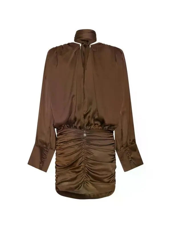 ROTATE BY BIRGER CHRISTENSEN Chiffon V-neck Dress - Brown