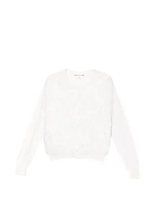 Comme Des Garçons Ribbon-design Ruffle Cardigan - Neutrals