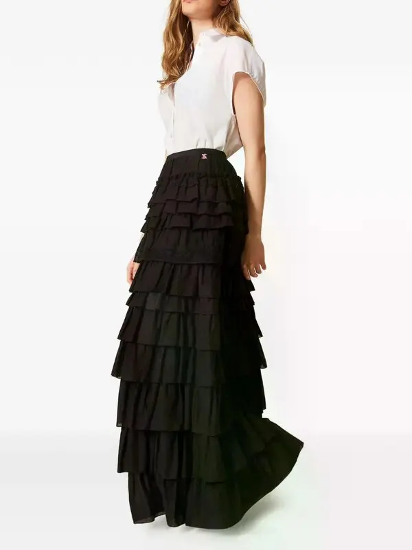 TWINSET Long Ruffled Lace Skirt