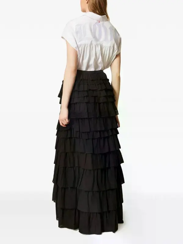 TWINSET Long Ruffled Lace Skirt